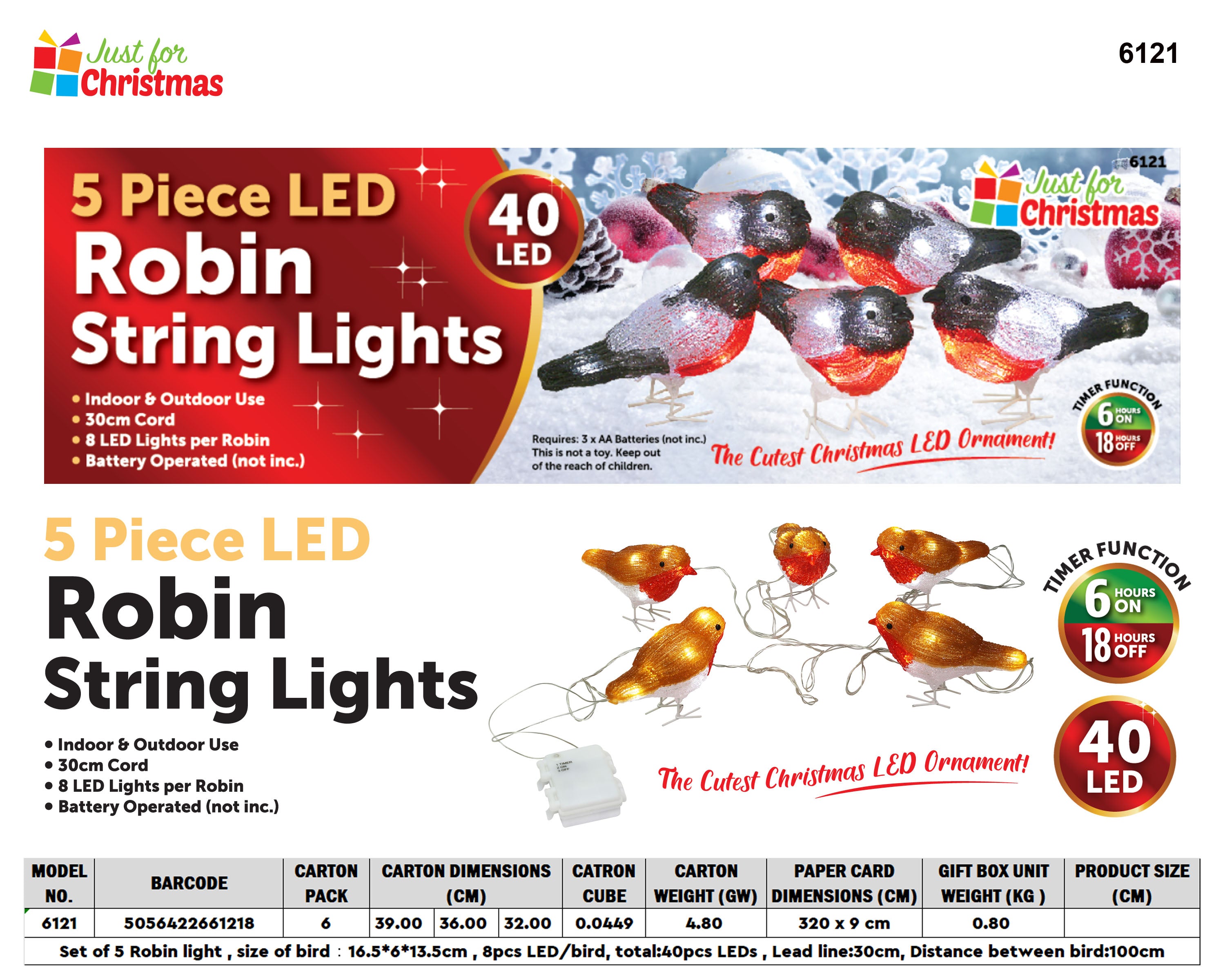 5pc LED Robin String Lights (6) – DGI UK Group LTD